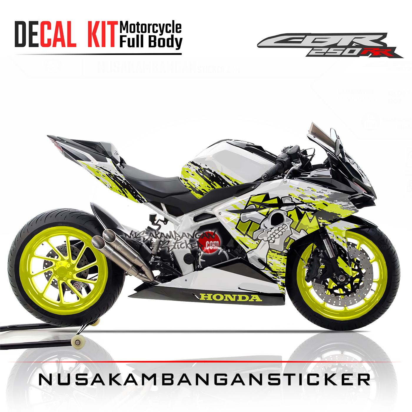 Decal CBR 250 RR – White Icon kuning – Nusakambangan Sticker
